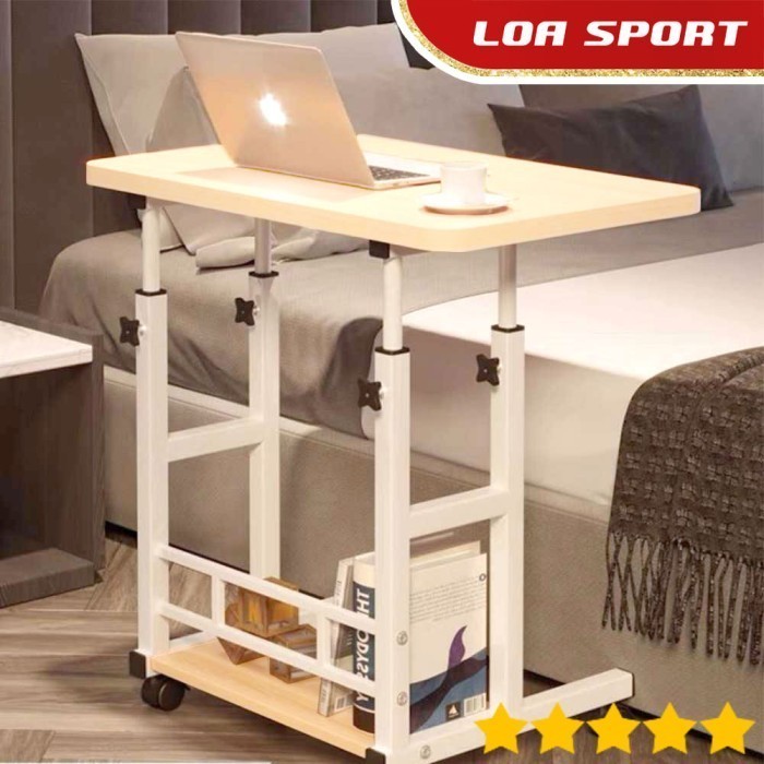 Jual Meja Laptop Adjustable Height Roda Kaki Rangka Besi Single Layer ...