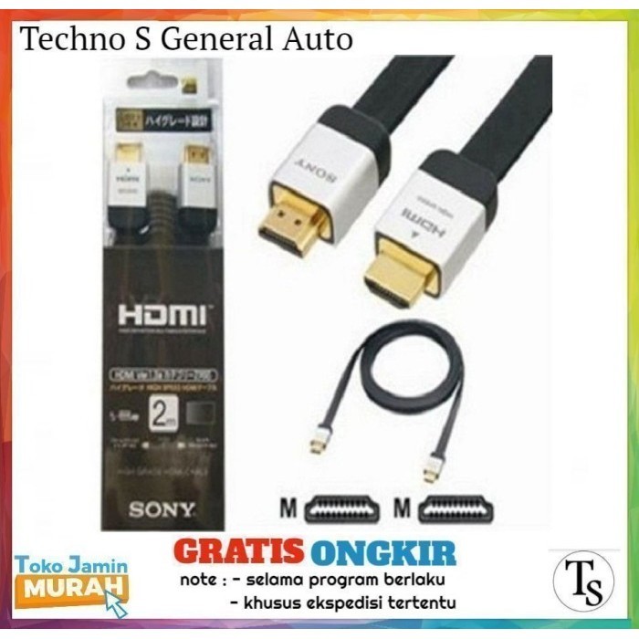 Jual Kabel HDMI SONY Highspeed 2M - Cable HDMI 2 Meter Kabel Pipih | Shopee Indonesia