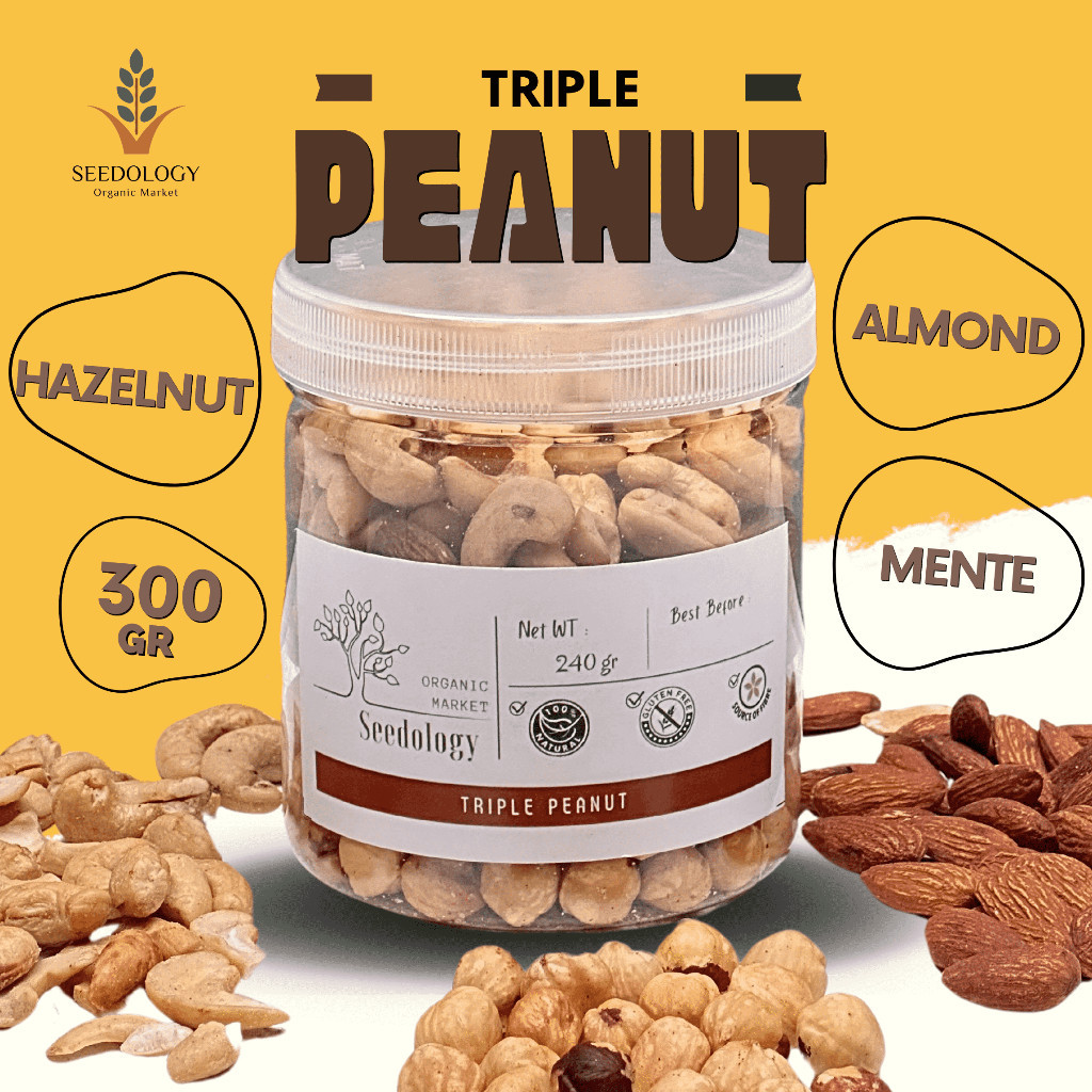 Jual Triple Peanut Almond + Mente + Hazelnut (Toples) 300gr - Roasted ...