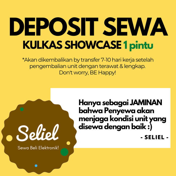 Jual DEPOSIT SEWA KULKAS SHOWCASE PINTU KACA / CHILLER 1 PINTU (JAMINAN ...