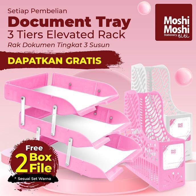 Jual PROMO Document Letter Tray Rak Susun Dokumen 3 Tingkat FREE 2 File ...