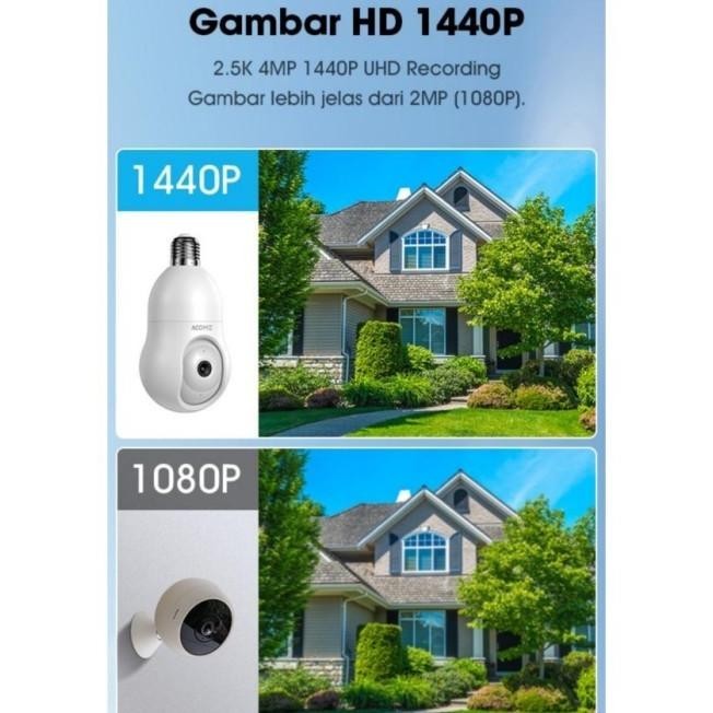 Jual Acome Apc8S Bulb Ip Smart Cctv Wifi Camera Bohlam Kamera Ptz Qhd 1440P Fagenor | Shopee ...