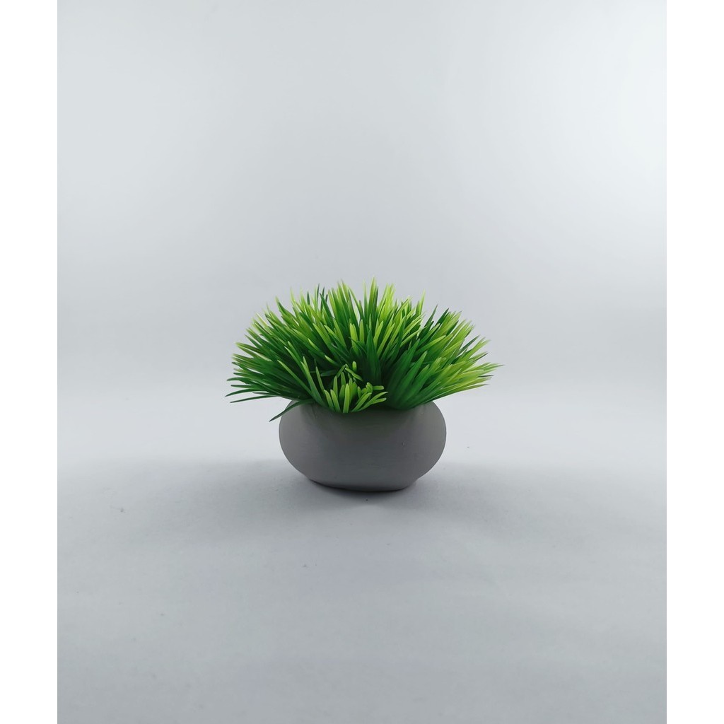 Jual [Abu] Artificial Greenery Leaves Greenly Plants Cement Potted ...