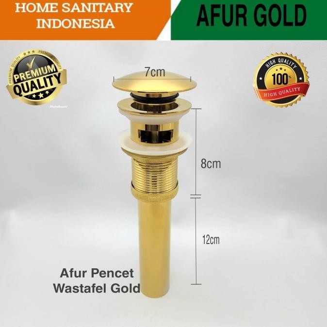 Jual Afur Wastafel GOLD kepala Sifon Pop up bahan Kuningan CV Megah Jaya | Shopee Indonesia