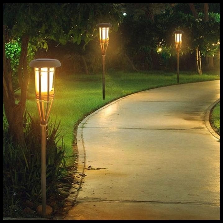 Jual LAMPU HIAS TAMAN OBOR LED PELITA BAMBU SOLAR TANCAP TAMAN DEKORASI ...