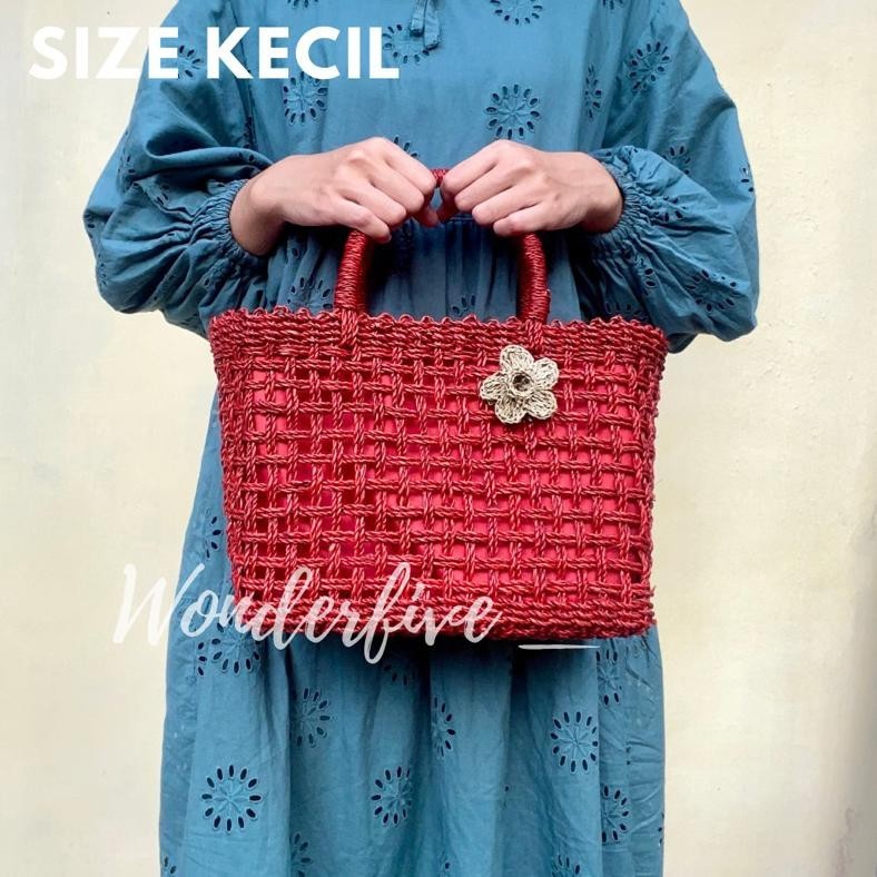 Jual Promo 6.6 Tas Anyaman Mendong Pandan Kotak Warna Bunga Etnik Bali ...