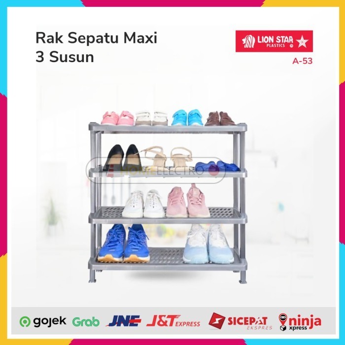 Jual Rak Sepatu Maxi Susun 3 A-53 Lion Star A53 Tempat Sendal Plastik ...