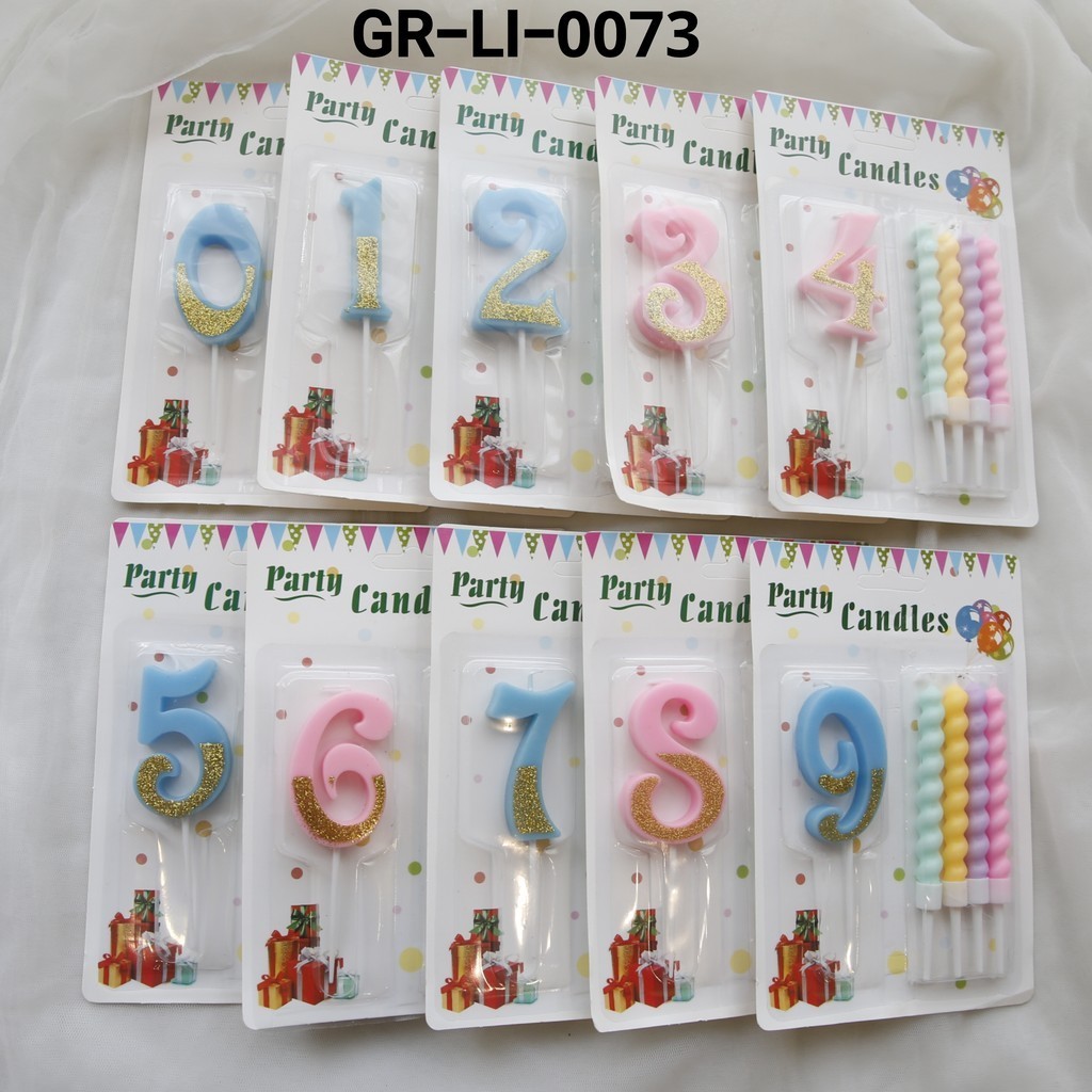 Jual GR-LI-0073 Lilin kue ultah nomer angka pink biru ungu kuning ...