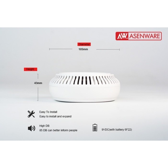 Jual ASENWARE STANDALONE SMOKE DETECTOR WITH BATTERY AW-SSD606D / GT ...