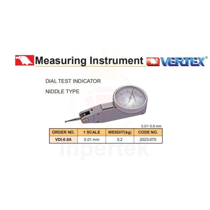 Jual VERTEX Dial Indicator VDI-0.8A Dial Gauge VDI 0.8A Dial Indikator ...