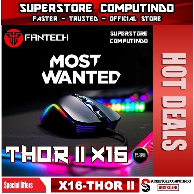 Jual Ready Fantech THOR II X16 Macro RGB Gaming Mouse PIXART | Shopee ...