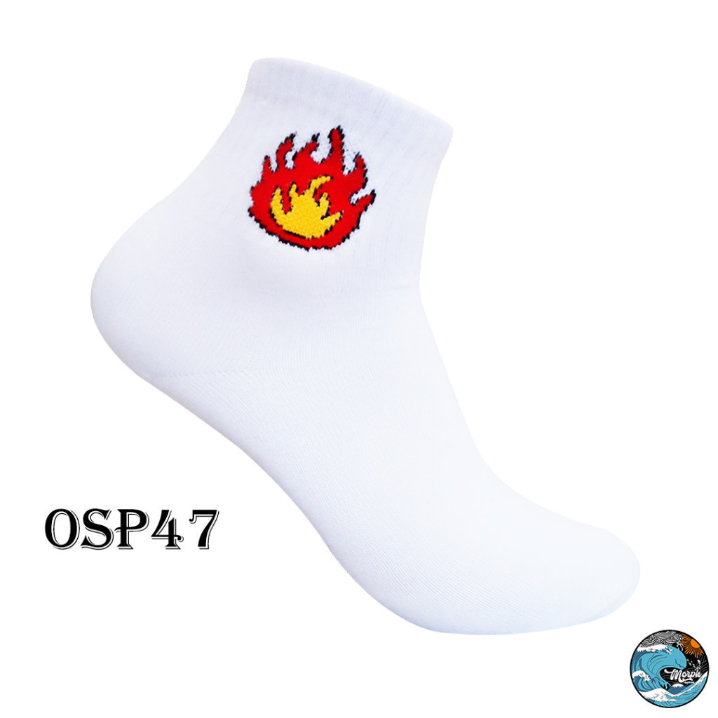 Jual Kaos kaki Oldschool Pendek - Kaos Kaki Skate Emote Api Putih ...