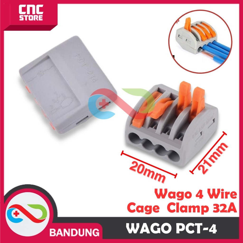 Jual WAGO 4 WIRE PARALEL TERMINAL BLOCK LEVER CAGE CLAMP PCT-4 | Shopee ...