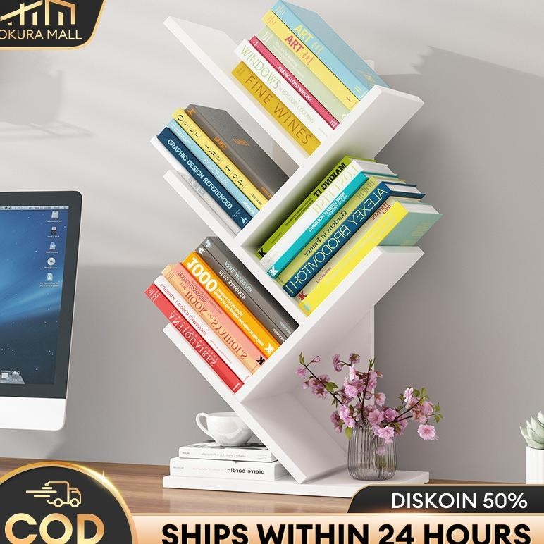 Jual Rak Buku Meja Bentuk Pohon 8 Tingkat Rak Serbaguna Kayu Rak Buku ...