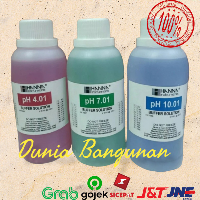 Jual cairan buffer solution kalibrasi hanna instrument pH4,ph7,ph10 500ml | Shopee Indonesia