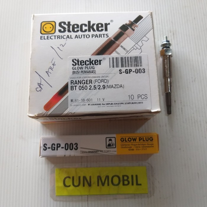 Jual Glow Plug Busi Pemanas Ford Ranger,Mazda Bt 050 2,5 Gp 003 11V Stecker | Shopee Indonesia