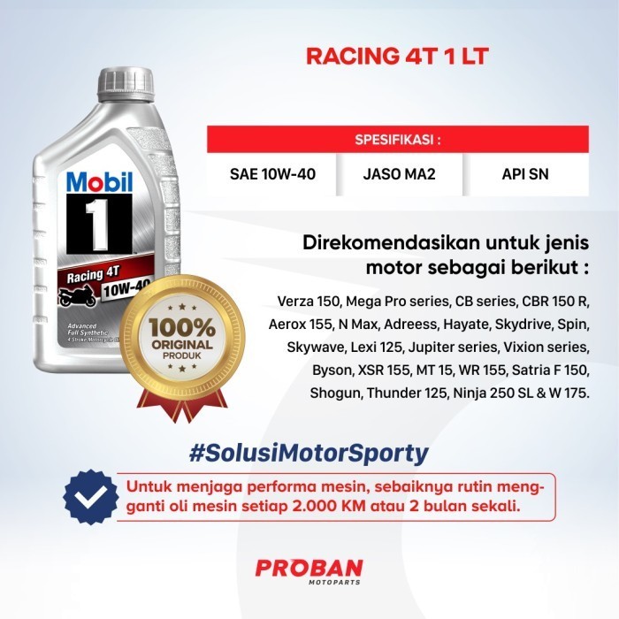 Jual Oli Mesin Motor Mobil 1 Racing 4T 10W40 1 Lt | Shopee Indonesia