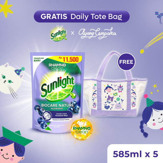 Jual Buy 5 Sunlight Biocare Nature 585 mLFREE Daily Tote Bag dengan desain khusus Sunlight yang ...