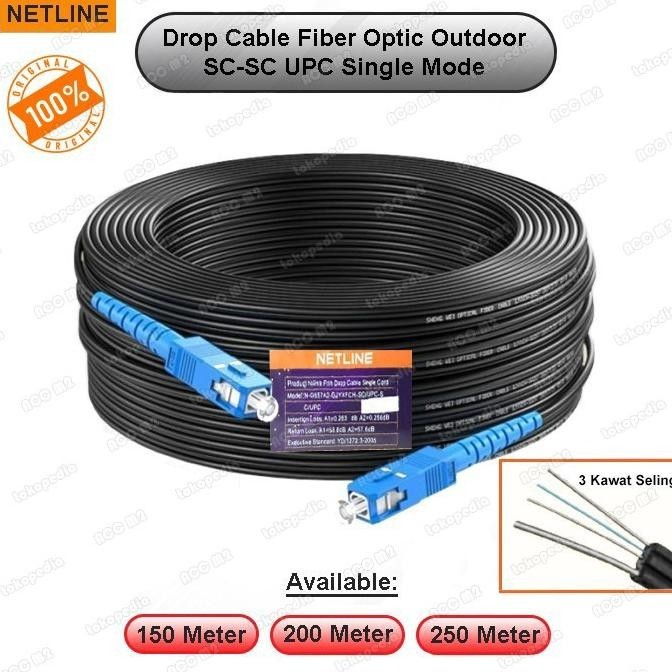 Jual Kabel Fiber Optic Sc-Sc Single Mode Outdoor 150M 200M 250M Netline ...