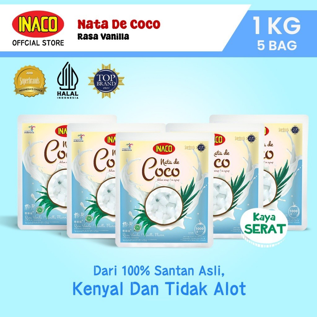 Jual INACO Nata De Coco Vanilla Pouch 1kg - 5pcs | Shopee Indonesia