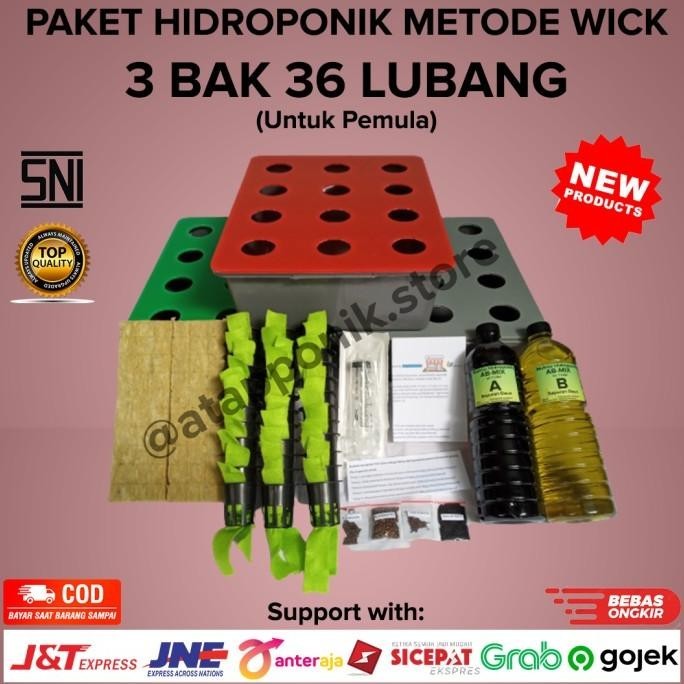 Jual TERMURAH - paket hidroponik pemula lengkap metode wick 3 bak 36 ...