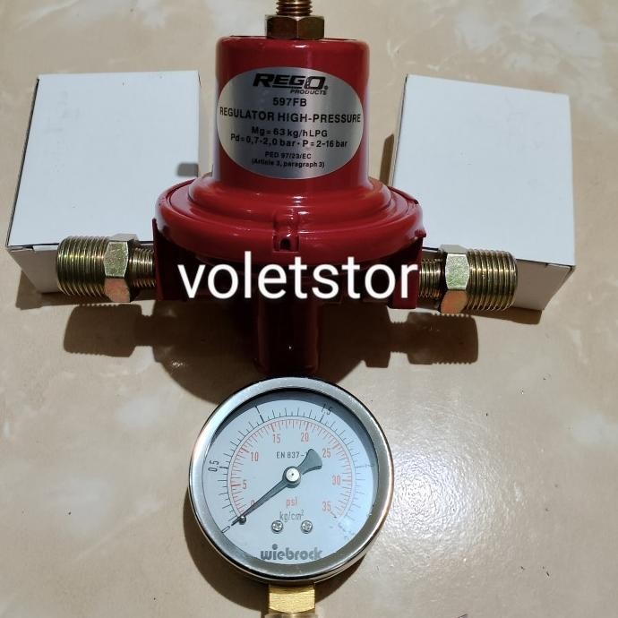 Jual [Ready Stock] Regulator Rego 597Fb+Doble Nepel 1/4"X1/2"+Presur ...
