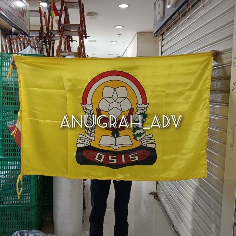 Jual bendera pataka bendera logo sablon OSIS KUNING ukuran 90cm x 135cm ...