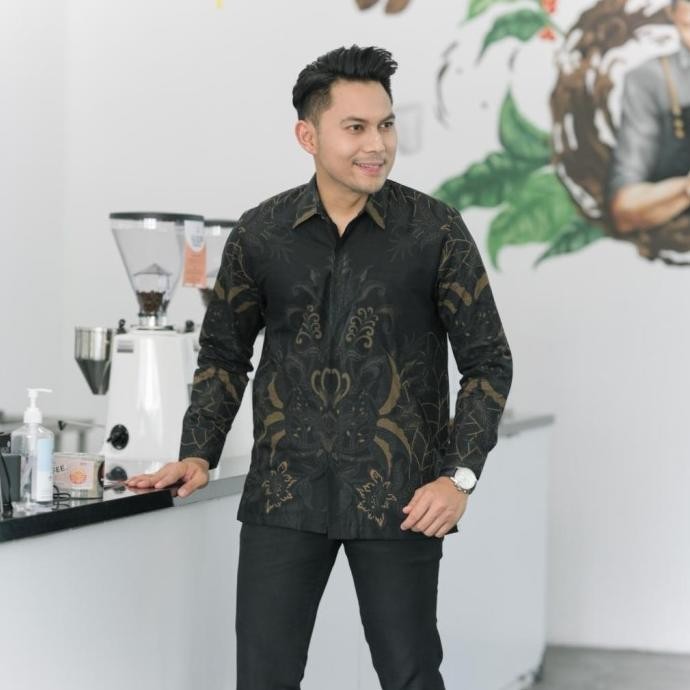 Jual Baju Batik Pria Panjang Furing Bagus Raja Ampat Motif Hitam Jumbo ...
