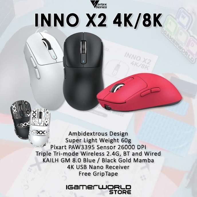 Jual Vortexseries Inno X2 Super Light Wireless Gaming Mouse | Shopee ...