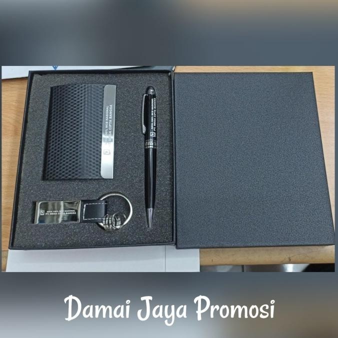 Jual Premium Gift Set 3 In 1 (GantunganKunci Kotak , Pen & Name Card ...