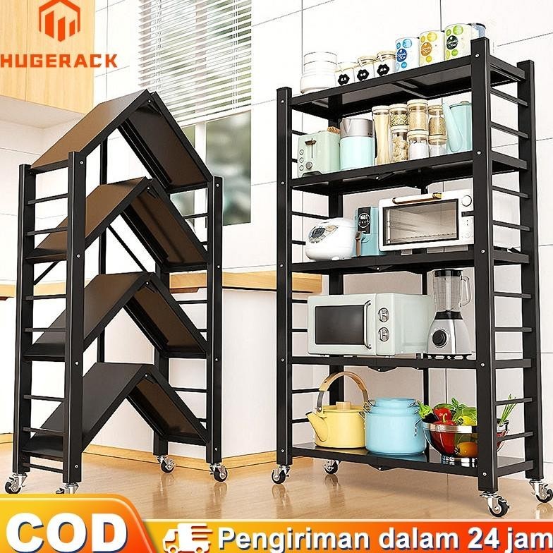Jual Rak Dapur Lipat Hitam Rak Dapur Multi-fungsi Rak Besi Susun Rak ...