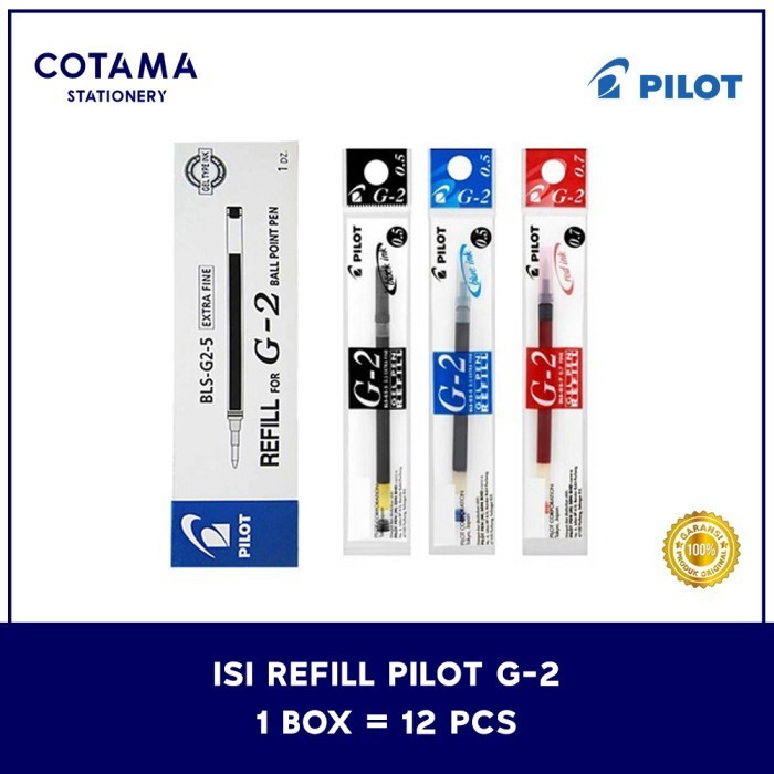 Jual Isi Refill Pulpen Pilot G-2 G2 Fine Pen 0.5/0.7 - 1 isi 12 pcs ...