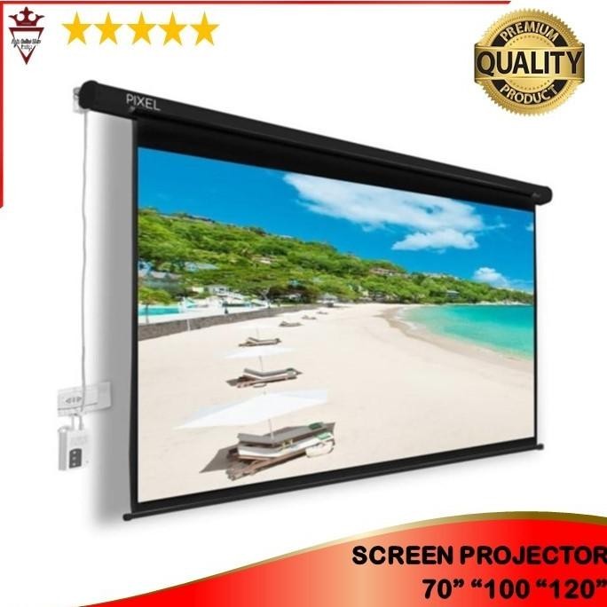 Jual Layar Proyektor Projector Motorized 70", 100" Dan 120" Remote ...