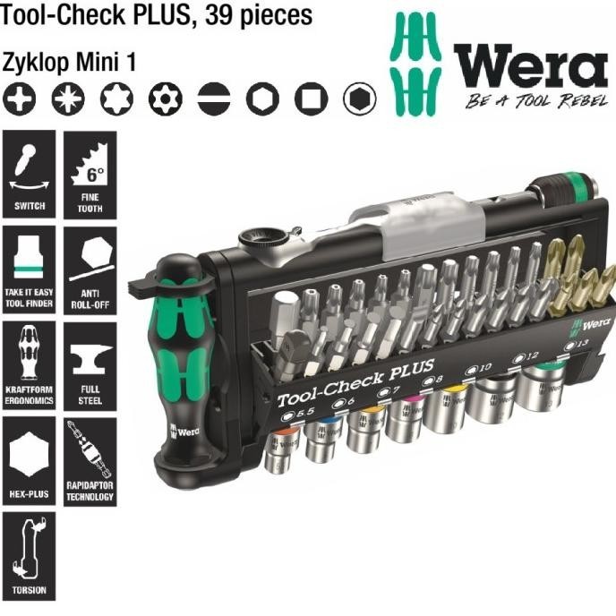 Jual Tool Kit Set Wera 05056490001 Tool-Check Plus Zyklop Mini - 39 Pc ...