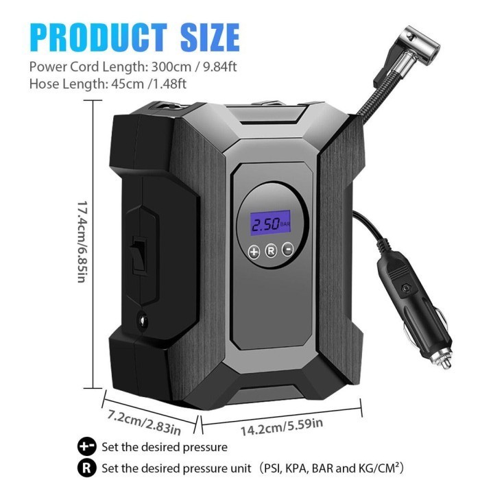 Jual Pompa Ban Mobil Sepeda Motor Elektrik Portable Air Pump Inflator ...