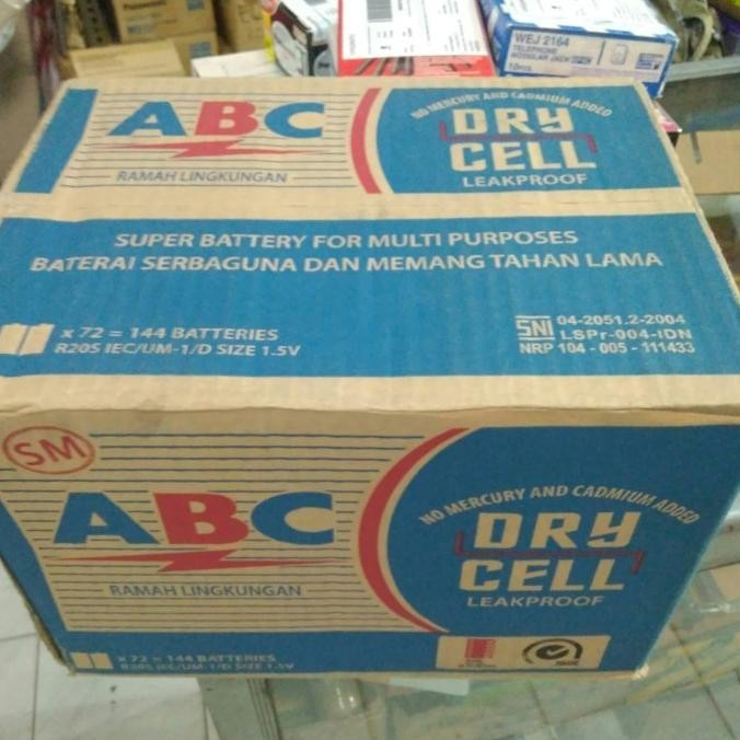 Jual Baterai (battery) ABC biru besar ukuran D per karton 144pcs ...