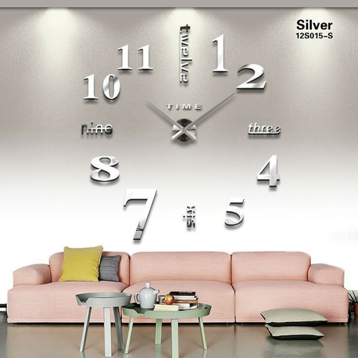 Jual Jumbo Diy 3D Giant Wall Clock Alpha Number / Jam Dinding Besar ...