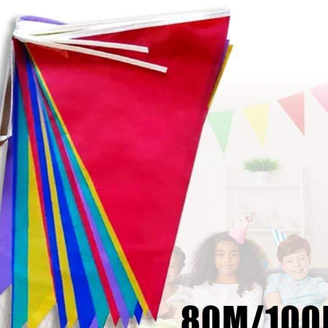 Jual 150Pcs Bendera Kain 100 Meter Bendera Segitiga Bendera Karnaval Segitiga Warna Warni ...