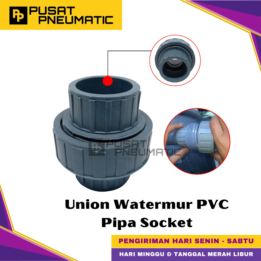 Jual 1/2" Fitting Watermur PVC Union Water Mur Pipa Socket Connection JIS Standart Size 1/2 Inch ...