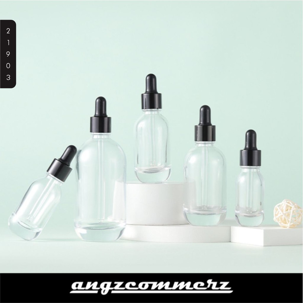 Jual Botol Kaca Bening Estetik Glass Pipette Bottle With Black Cap ...