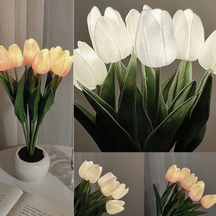 Jual Lampu Meja Led Bentuk Bunga Tulip Dengan Usb Charging Simulasi ...