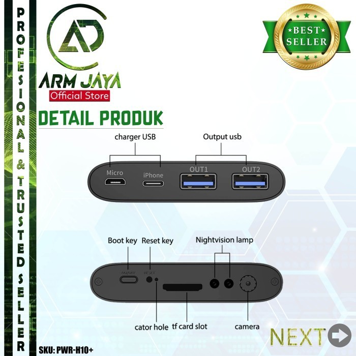 Jual Ip Camera Wifi Powerbank H10+ Full Hd 1080P Baterai 10000Mah Spy ...