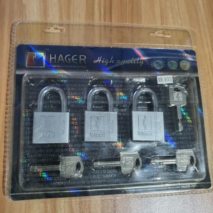 Jual Gembok Hager Lock Master Key 3Pcs 40Mm Hg-59403Mk Baru!! | Shopee ...