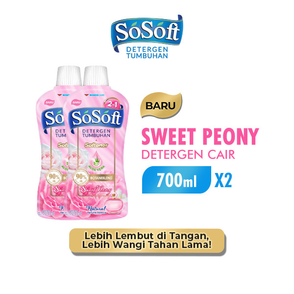 Jual Sosoft Deterjen Cair Sweet Peony Natural Perfume Botol 700 ml x2 ...