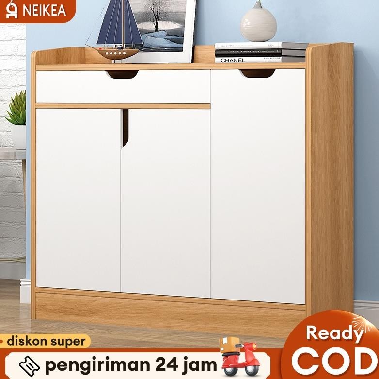 Jual Lemari Sepatu Kayu Rak sepatu Shoe Rack Shoe Cabinet Kayu100cm ...