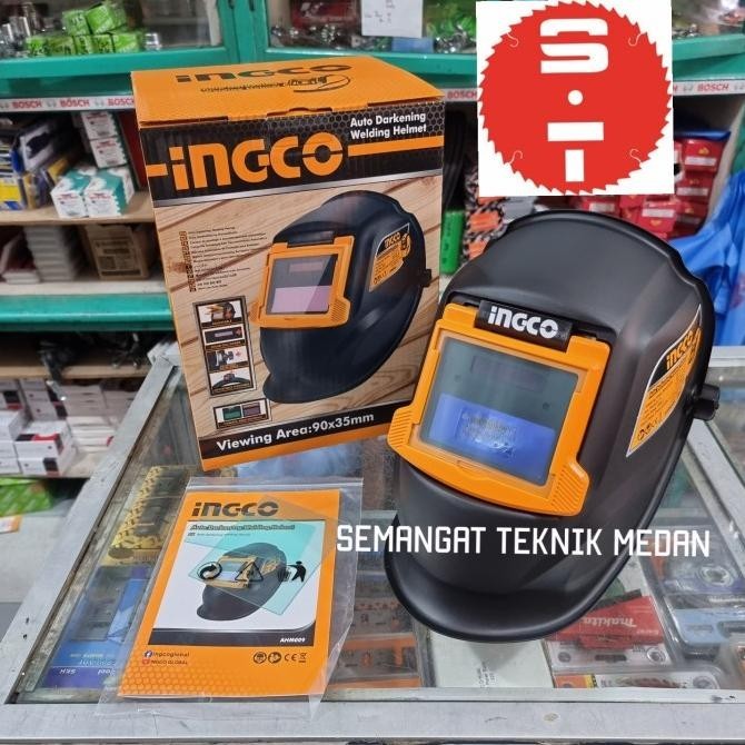 Jual NEW AHM009 HELM TOPENG KEDOK LAS OTOMATIS WELDING AUTO DARK FULL ...