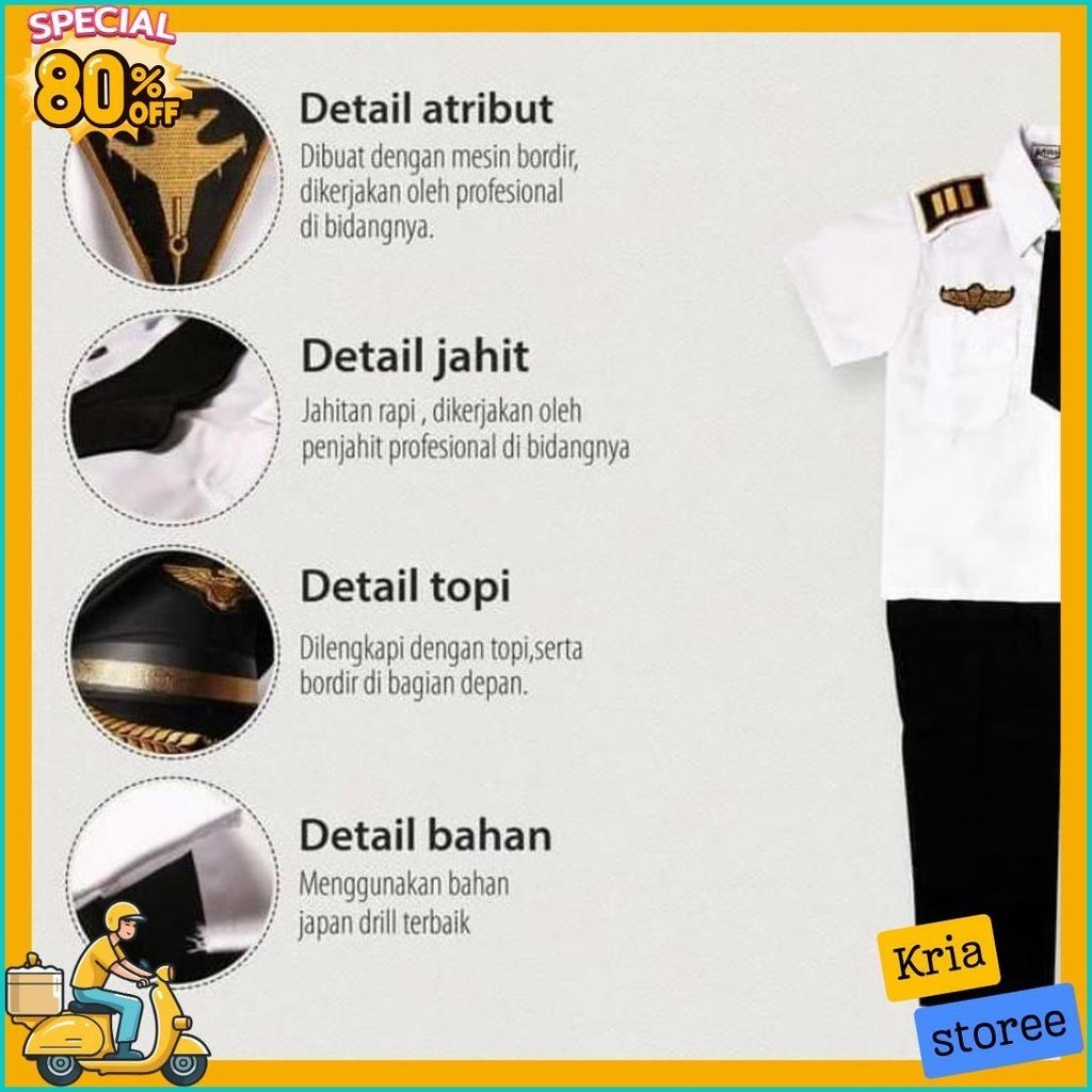 Jual Baju Seragam Pilot Anak Tk / Kostum Karnaval Peket Komplit Murah ...