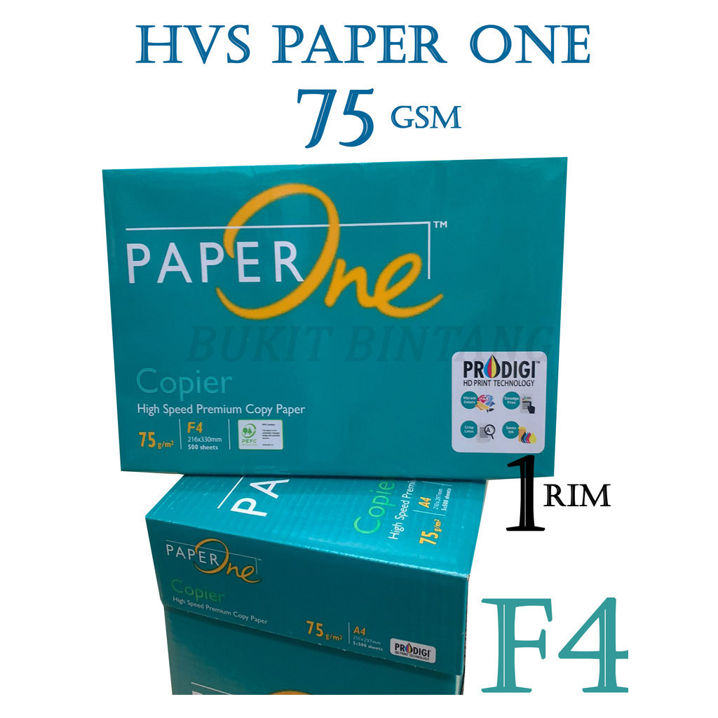 Jual Kertas HVS Paper One 75 Gsm Ukuran F4,1 RIM / 500 Lembar | Shopee Indonesia