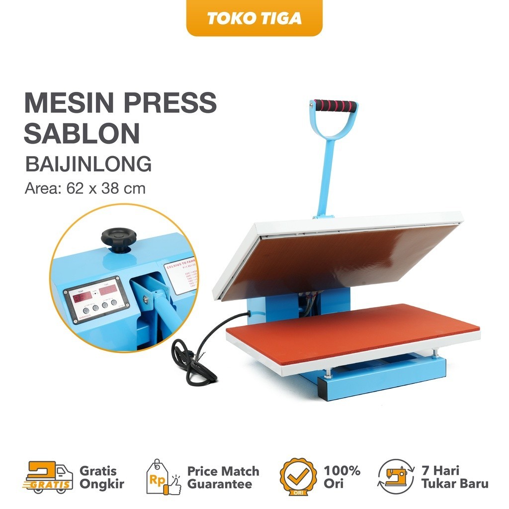 Jual Mesin Press Sablon Kaos dan Kerah / Heat Press 62 x 38 cm | Shopee ...