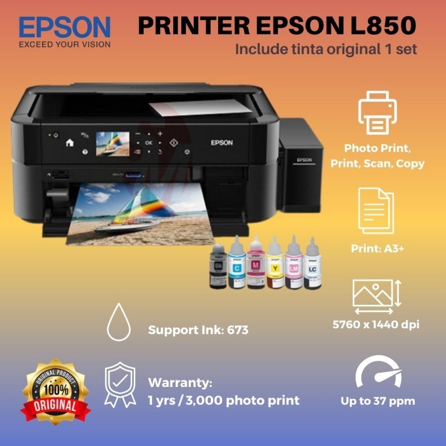 Jual Printer Epson L850 Photo All-in-One Ink Tank Printer | Shopee ...